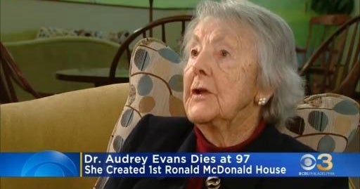 Funder of first Ronald McDonald House Dr. Audrey Evans dies at 97 - CBS Philadelphia