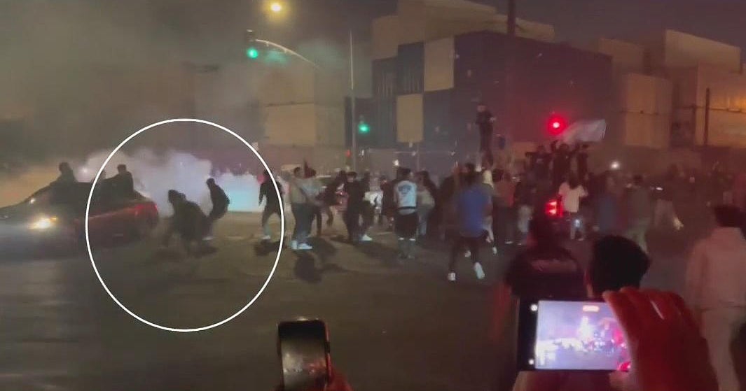 Caught on video: Crowds dodge speeding cars at street takeover in ...