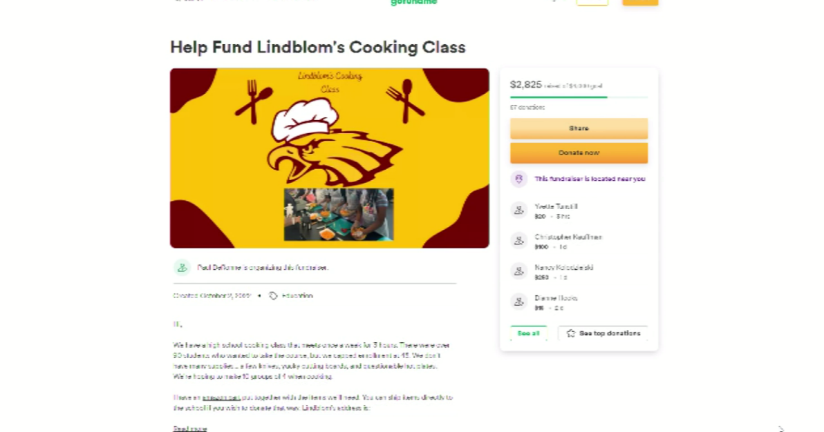 Lindblom teacher starts GoFundMe to raise money for cooking class - CBS ...