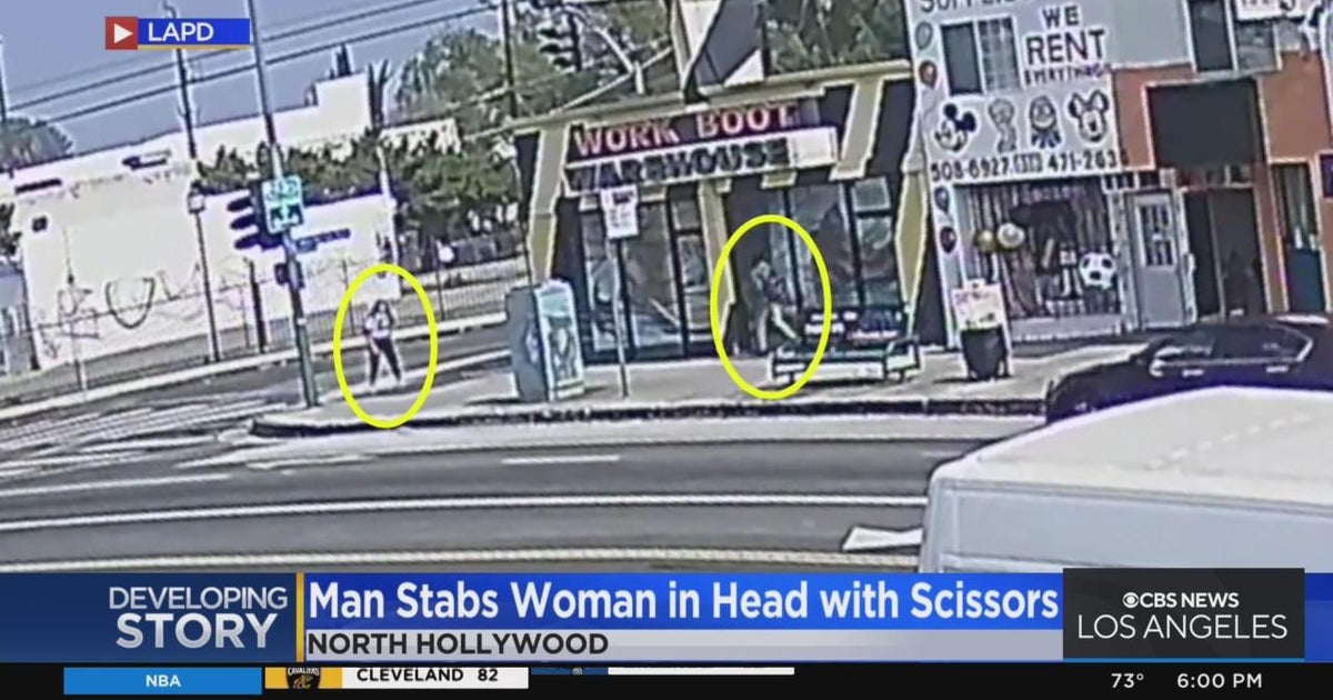 Police arrest man accused of stabbing woman in head with scissors - CBS ...