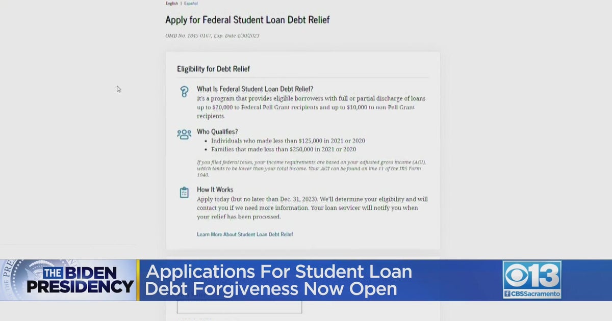Applications for student loan debt forgiveness now open - CBS Sacramento