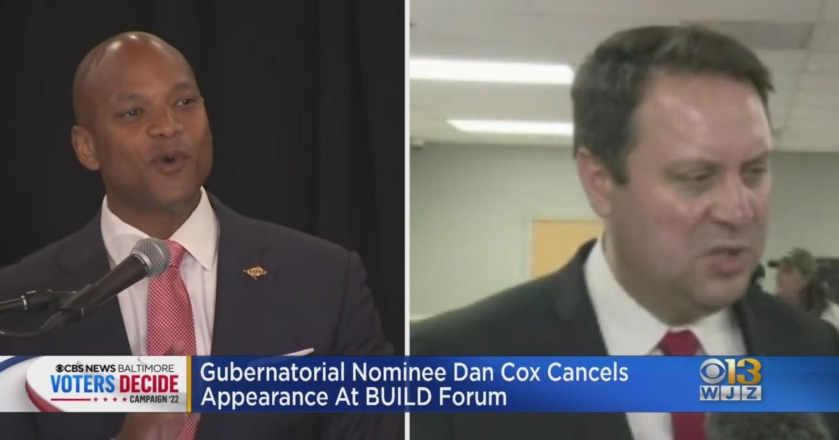 Gubernatorial nominee Dan Cox cancels appearance at BUILD Forum - CBS ...