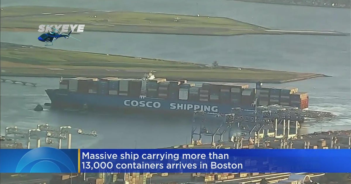 Biggest container ship to ever visit Boston arrives from Asia - CBS Boston