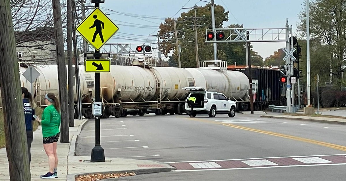 Route 135 reopens in Framingham after freight train derailment - CBS Boston