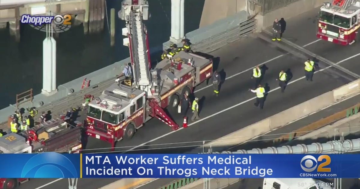 MTA worker rescued from Throggs Neck Bridge - CBS New York
