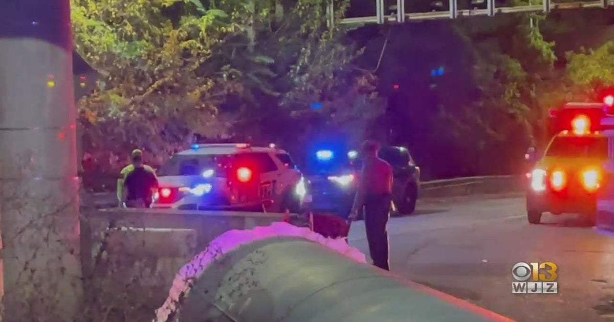 First responders investigate damaged vehicle near I-83 overpass - CBS ...