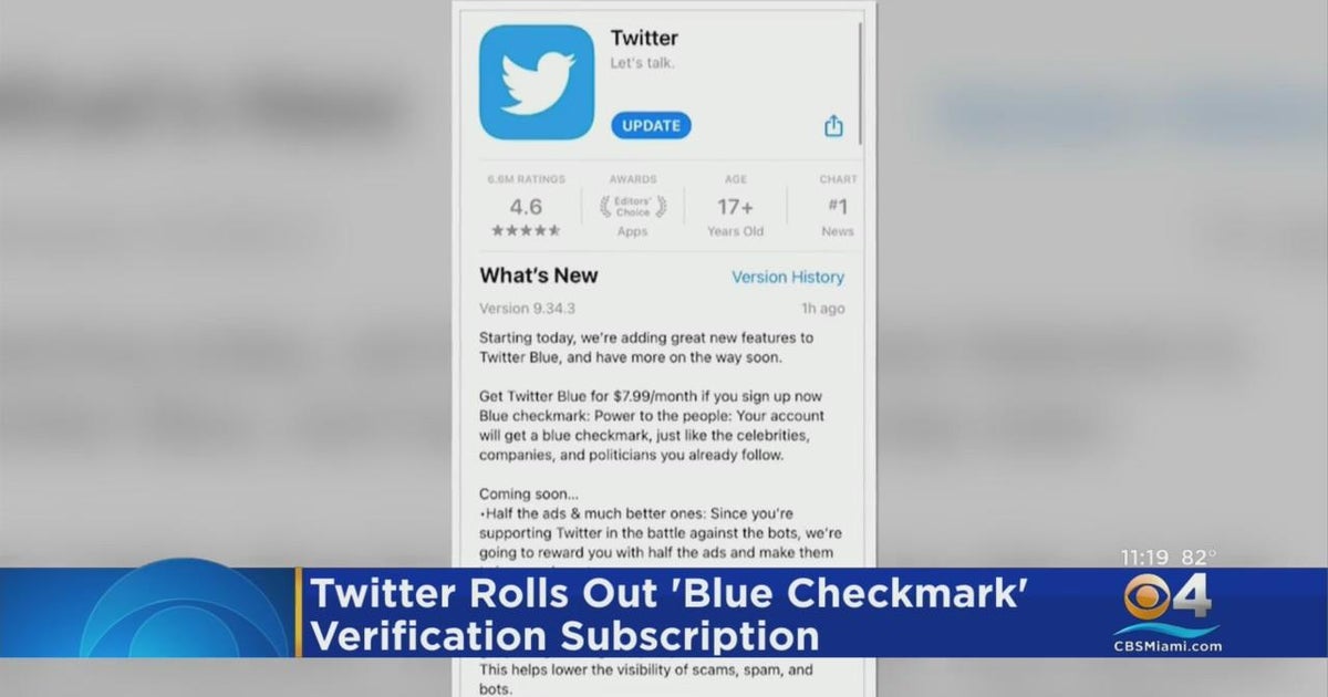 Twitter launches subscription that includes verification - CBS Miami