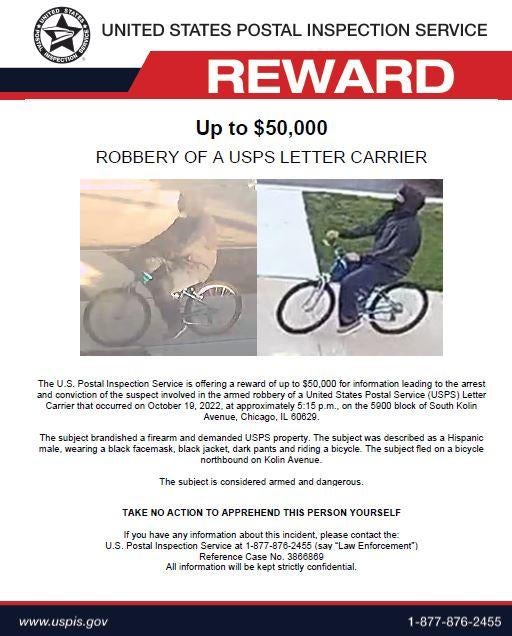 $50,000 reward for information on USPS armed robbery in Chicago - CBS ...