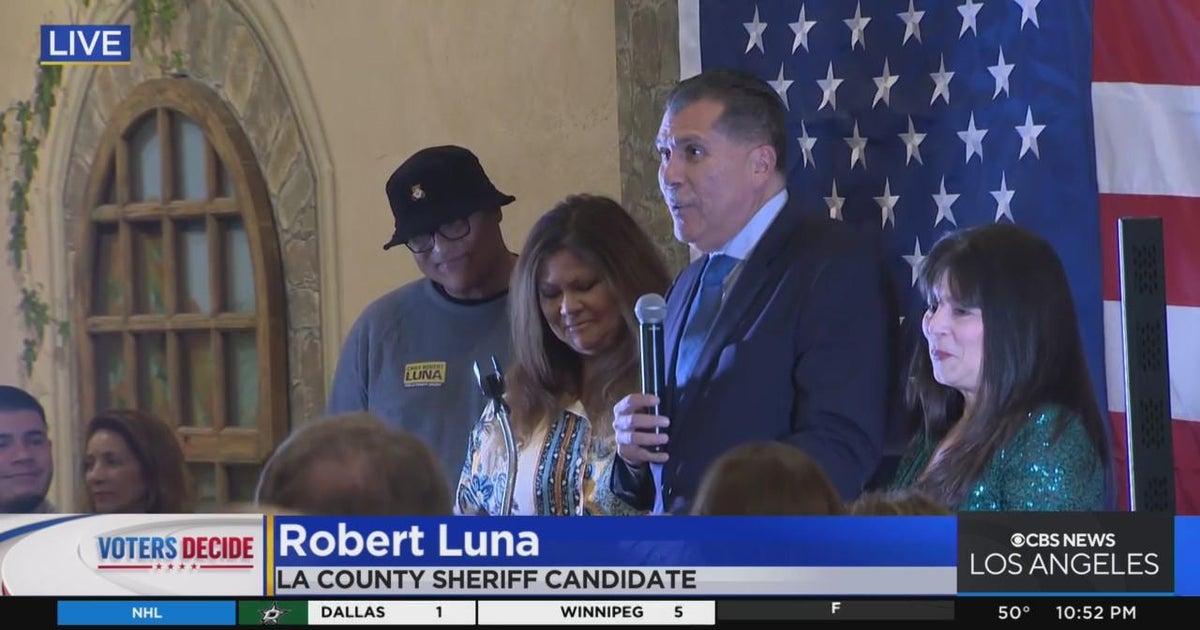 Sheriff candidate Robert Luna speaks to supporters - CBS Los Angeles