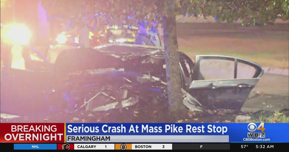 Car Crushed After Slamming Into Back Of Tanker Truck At Mass Pike Rest