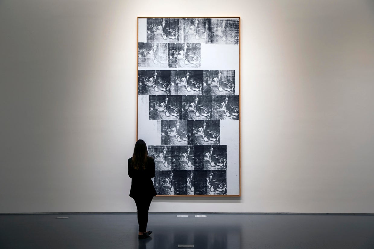 Warhol's "White Disaster" fetches $85 million at New York auction - CBS ...