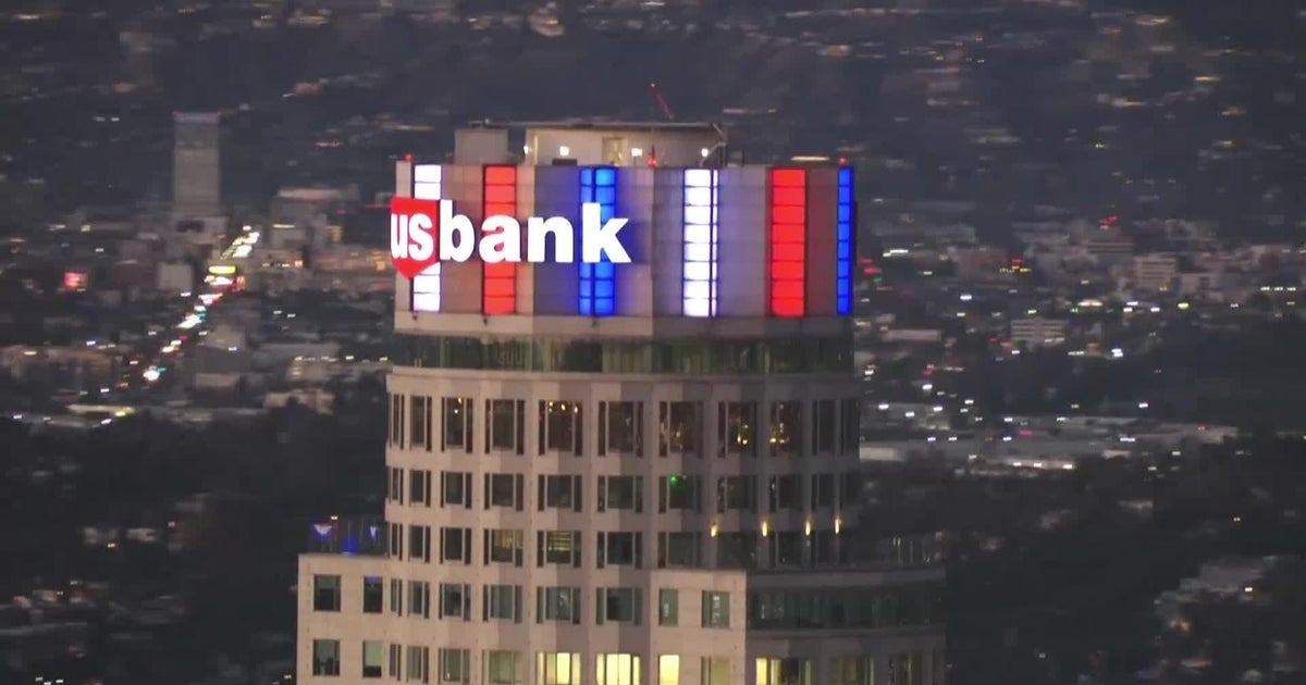 U.S. Bank building lights up in American Flag colors - CBS Los Angeles