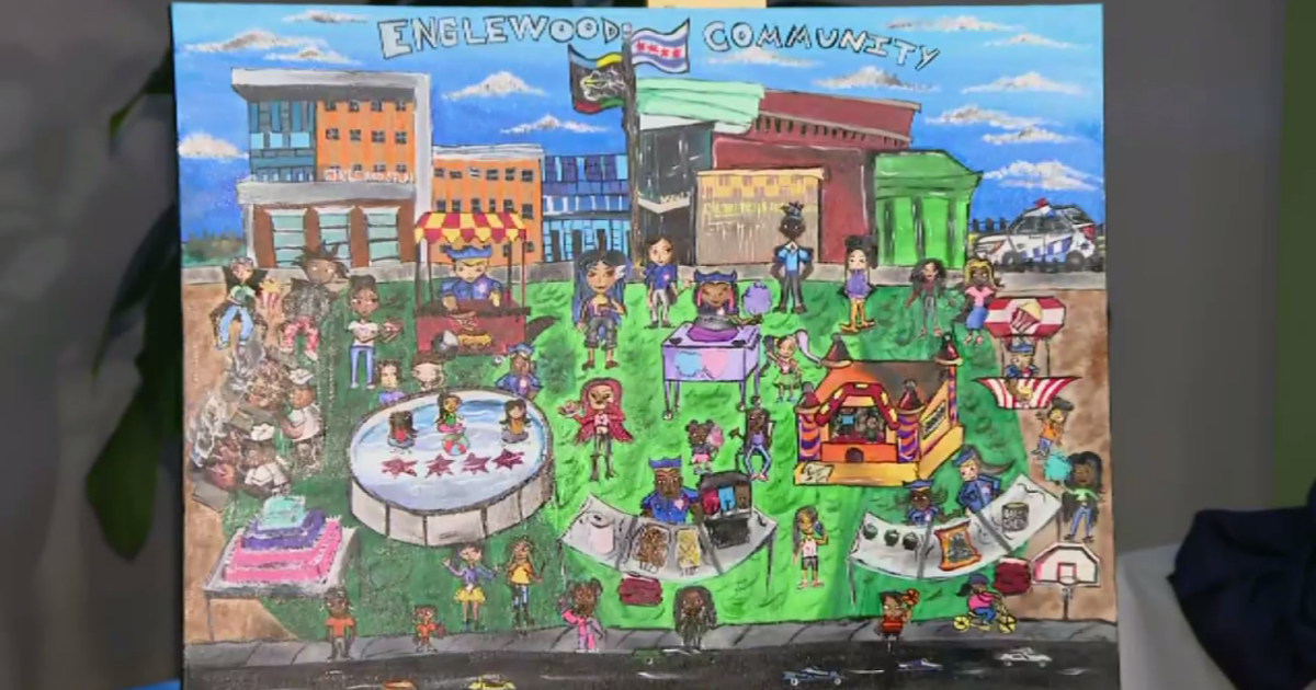 Englewood teen creates painting for local police station - CBS Chicago