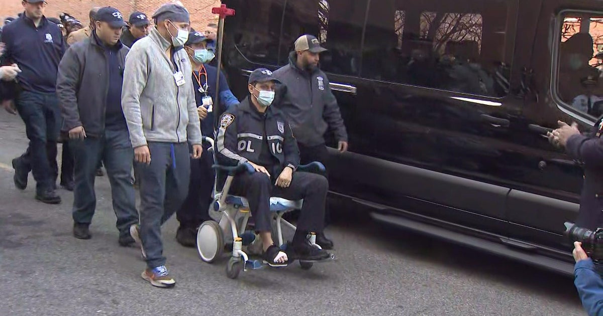 NYPD Officer Orlando Adorno leaves hospital after being shot responding ...