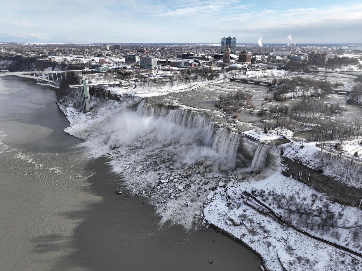 Spectacular photos show Niagara Falls partially frozen after winter ...