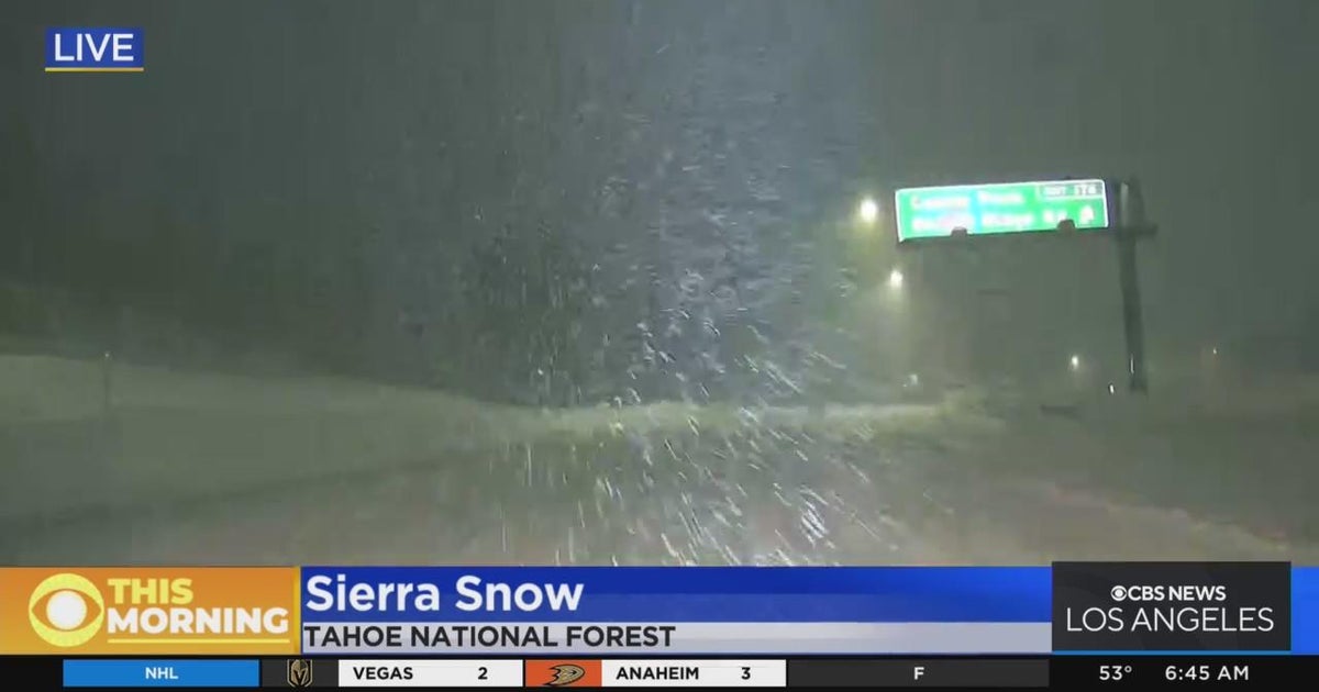 Storm dumps snow over Sierra Nevada in Northern California - CBS Los ...