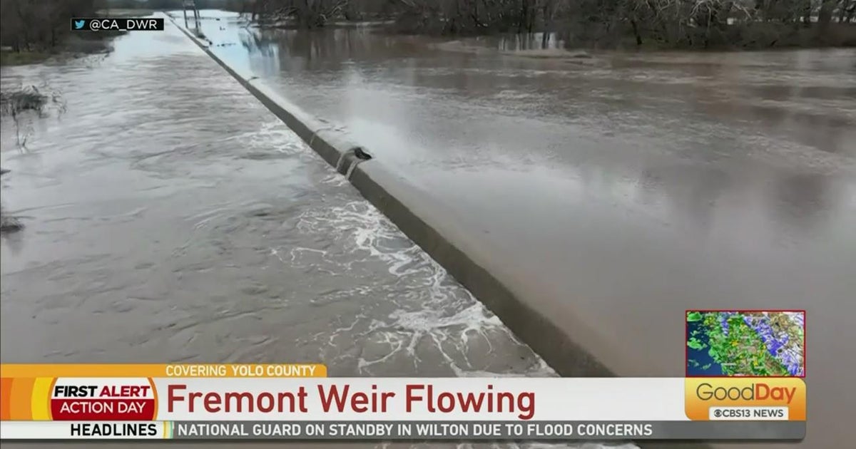 Fremont Weir now flowing - CBS Sacramento