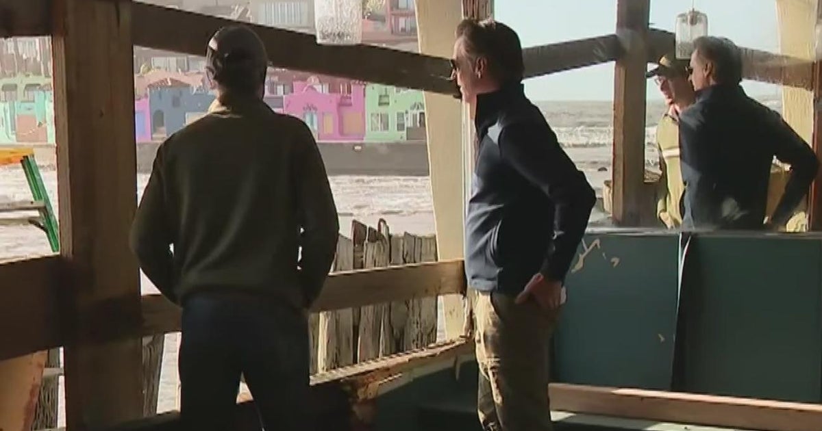 Gov. Newsom tours storm damage in Capitola - CBS San Francisco