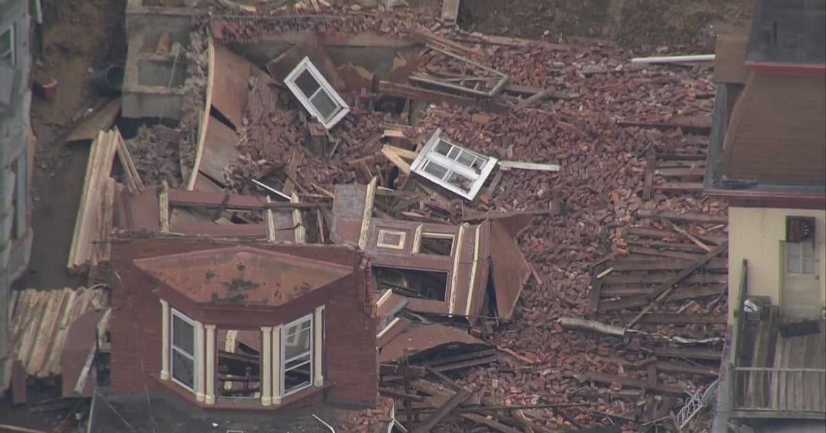 Chopper 3 over scene of building collapse in West Philadelphia - CBS ...