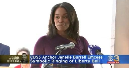 CBS Philadelphia's Janelle Burrell emcees symbolic ringing of the ...