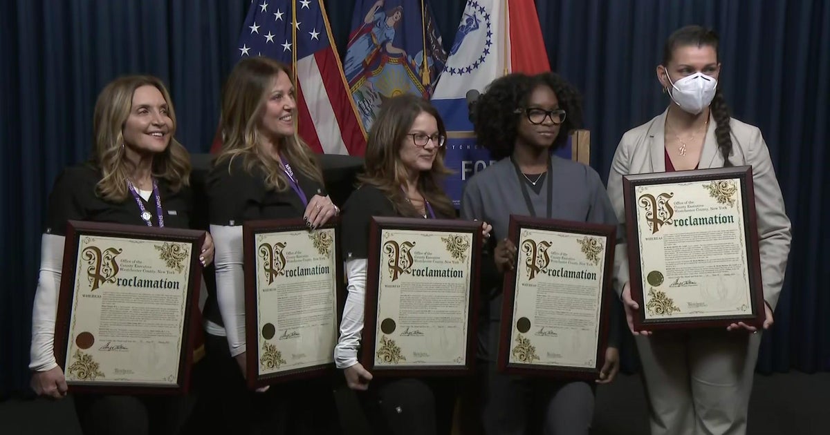 5 New Rochelle school nurses honored for saving teen's life - CBS New York