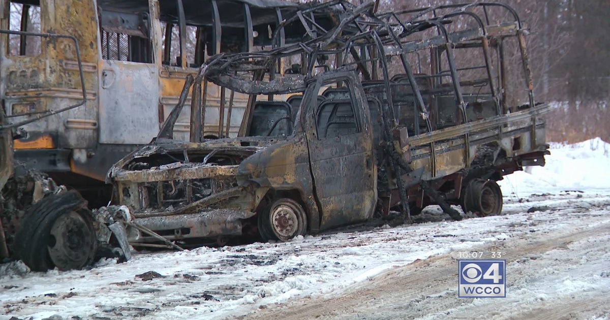 School buses, garage destroyed by fire in Braham - CBS Minnesota