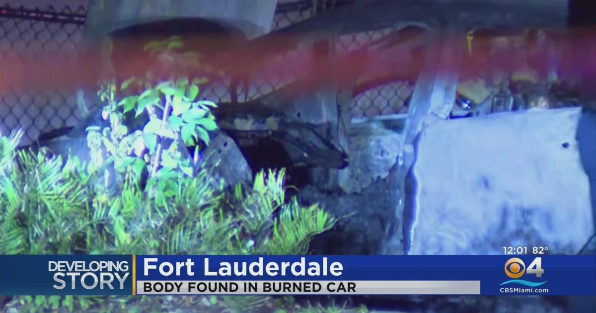 Car engulfed in flames in Fort Lauderdale Park, body found inside - CBS ...