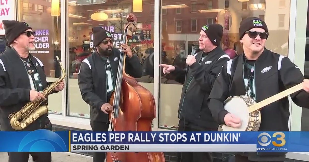 Eagles pep rally stops at Dunkin' - CBS Philadelphia