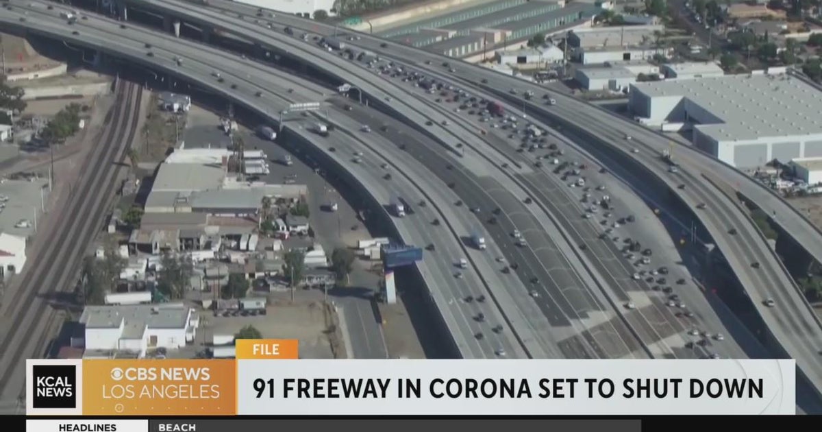Westbound 91 Freeway to close in Corona for repairs this weekend - CBS ...
