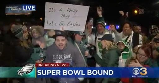 Fan celebrate Eagles win at Frankford and Cottman - CBS Philadelphia