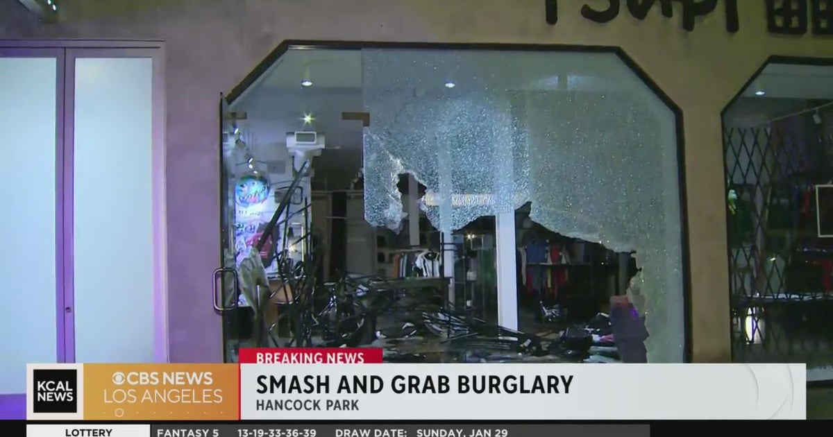 Burglary suspects sought after car crashes into store - CBS Los Angeles