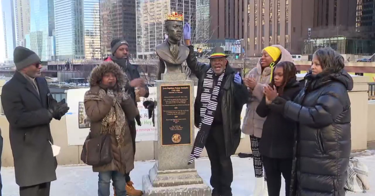 DuSable bust adorned with crown for Black History Month - CBS Chicago