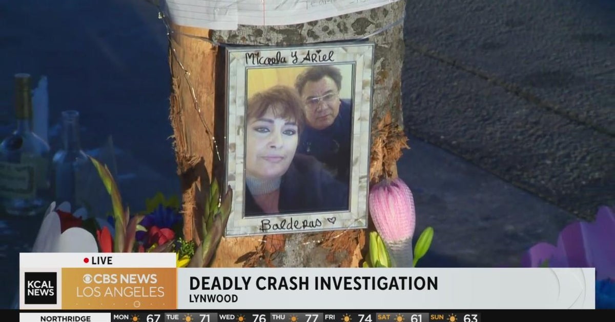 Memorial set up at site of crash that killed married couple - CBS Los ...