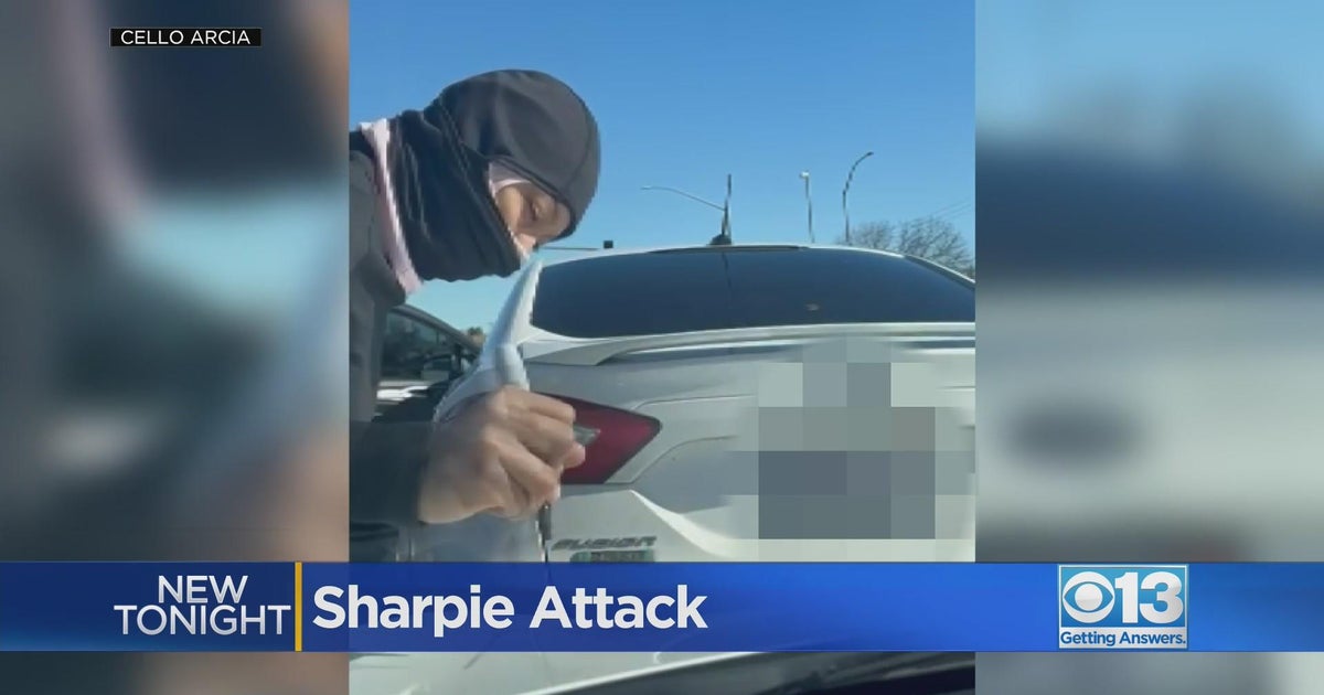 Suspect tags car with Sharpie at Stockton intersection - CBS Sacramento