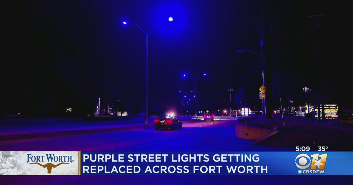 Purple street lights getting replaced across Fort Worth - CBS Texas