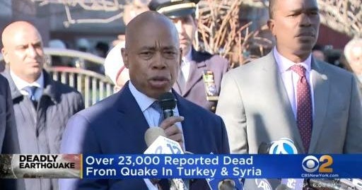 Mayor Adams attends prayer service for Turkey & Syria quake victims - CBS New York