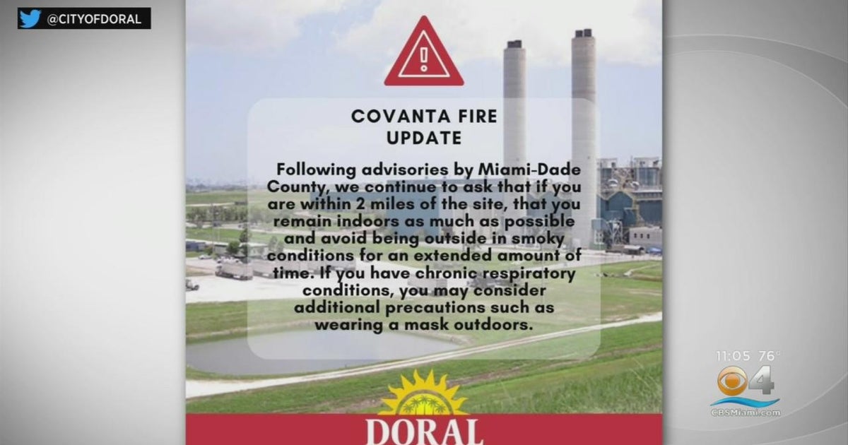 Doral waste plant fire leads to rise of air quality concerns - CBS Miami