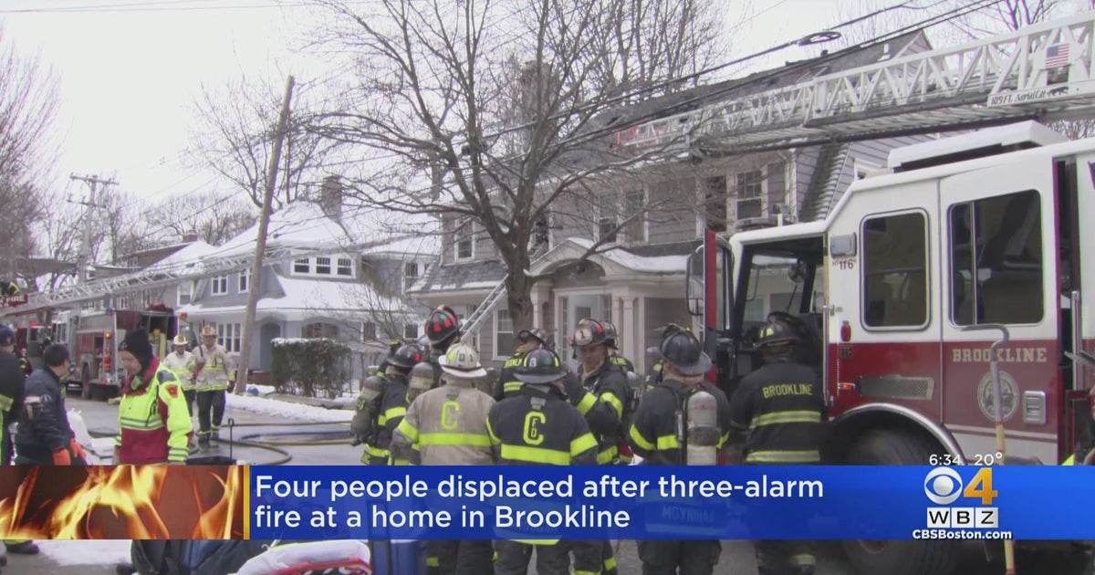 Four people displaced after Brookline fire - CBS Boston