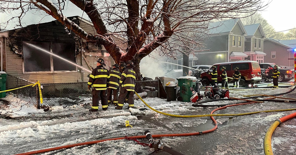 Fire rekindles at burned-out Stoneham home - CBS Boston