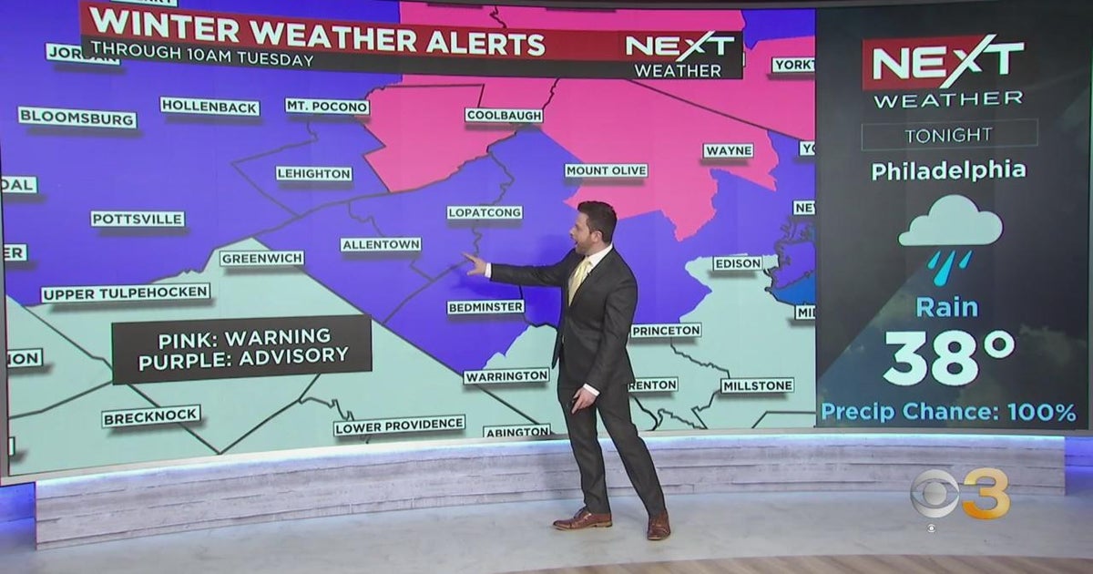 NEXT Weather: Slushy mix to rain Monday night - CBS Philadelphia