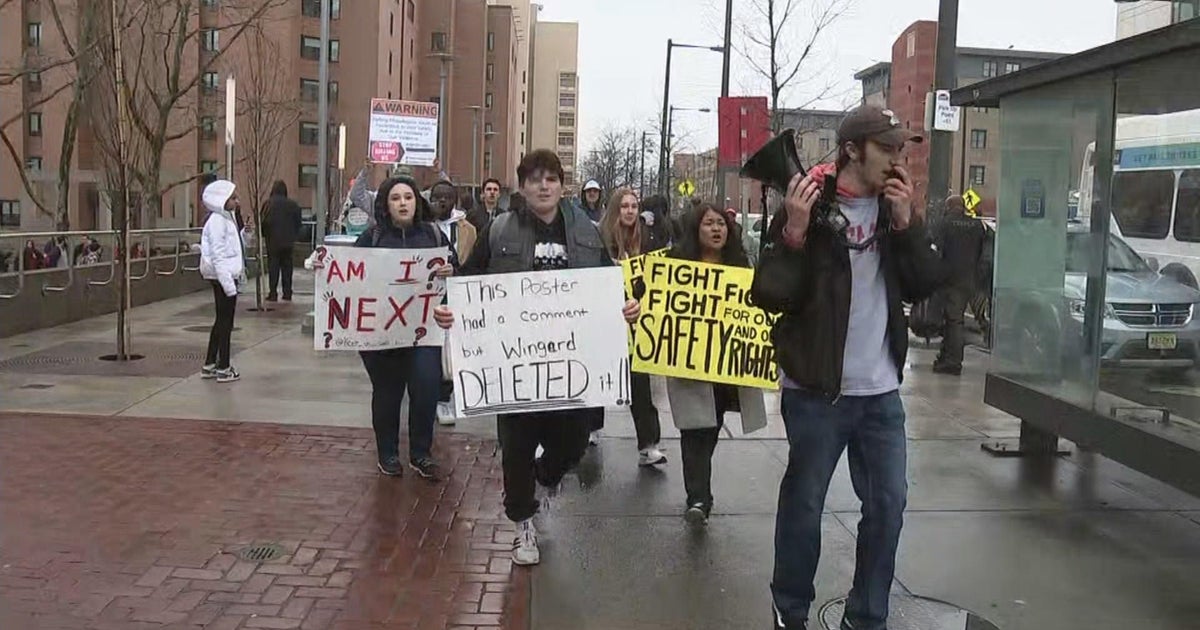 Temple students march, protest to demand better safety - CBS Philadelphia