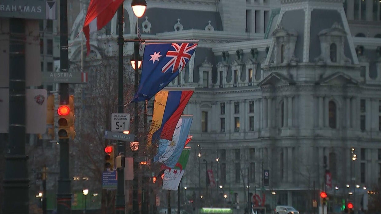 Iconic world flags return to Philadelphia's Ben Franklin Parkway - CBS ...