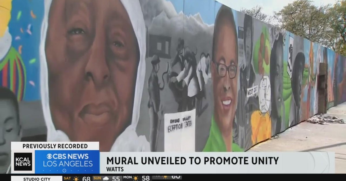Mural promoting unity unveiled at Watts Historic Train Station - CBS ...