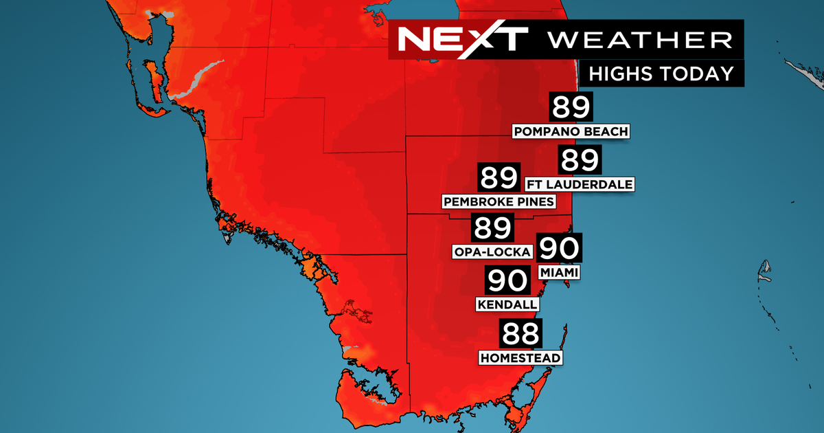 Miami Weather: Near record heat, a few night time showers possible - CBS Miami
