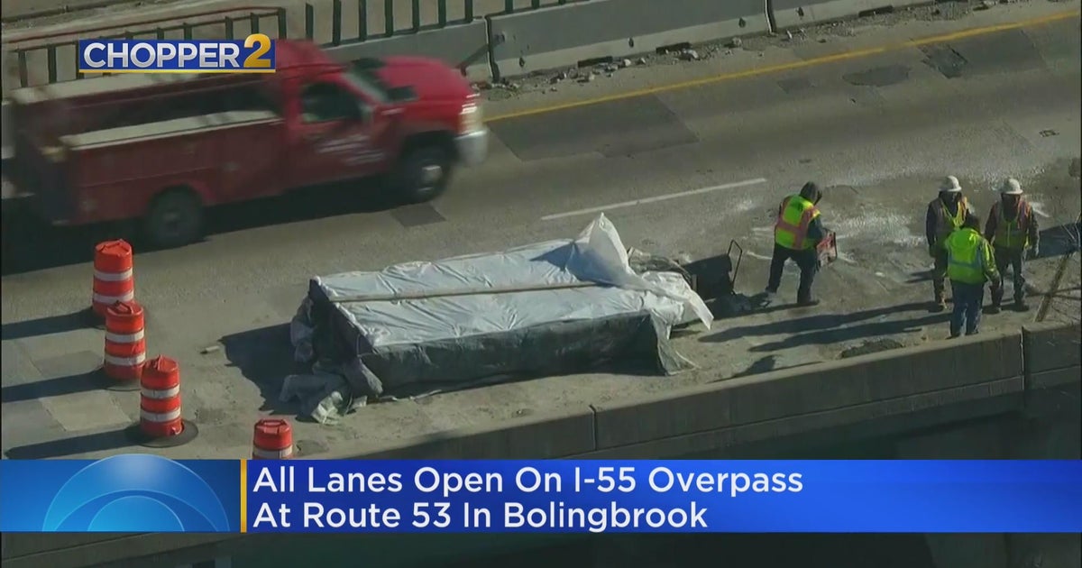 All lanes reopen on I-55 overpass at Route 53 in Bolingbrook - CBS Chicago