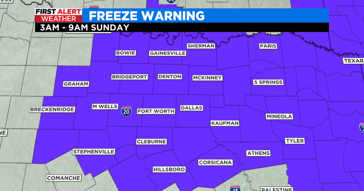 Weather Alert for Sunday morning due to freezing temperatures - CBS Texas