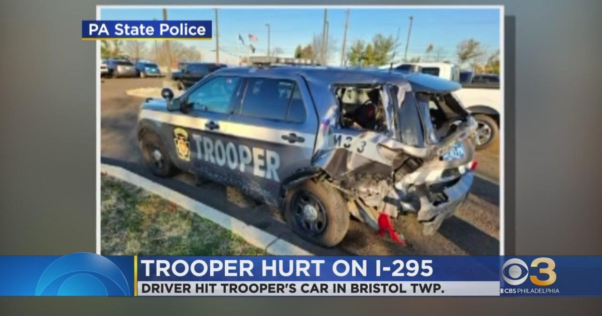 Pa. state trooper jumps median to avoid crash on I-295 - CBS Philadelphia
