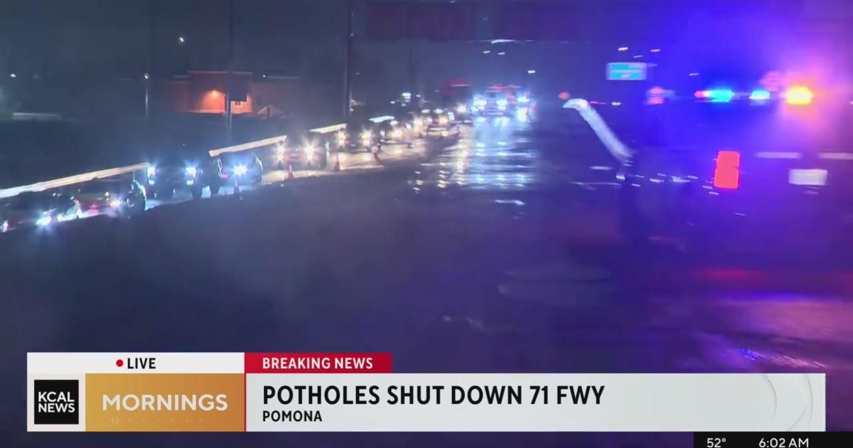 Potholes close State Route 71 in both directions in Pomona - CBS Los ...