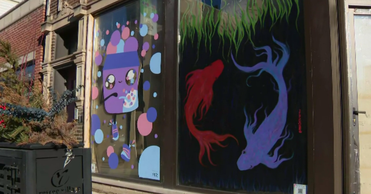 Artists beautify vacant storefronts in Roscoe Village - CBS Chicago