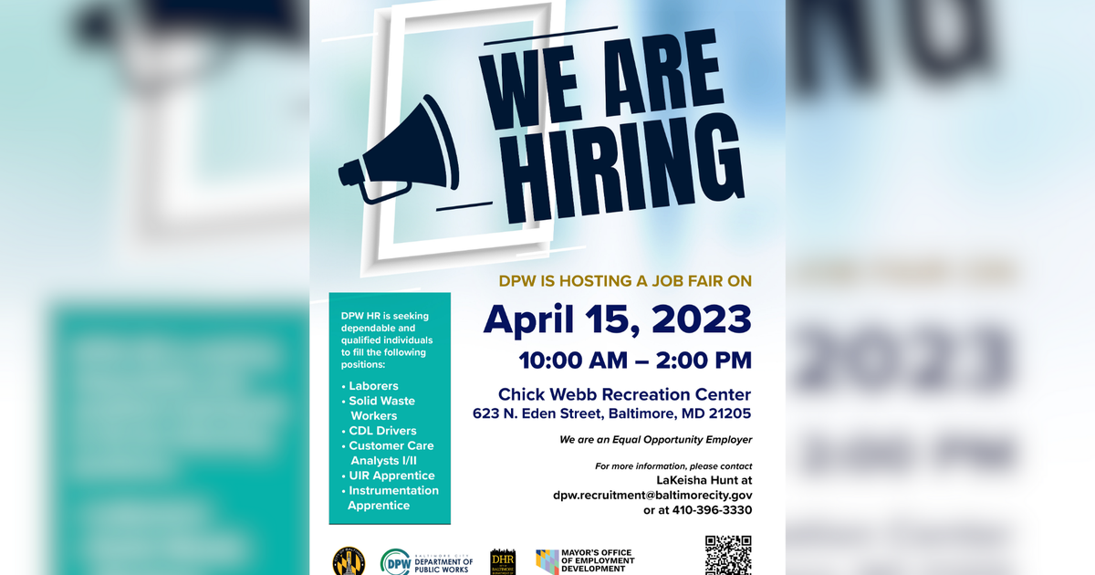 DPW hiring for several roles, job will take place April 15 - CBS Baltimore